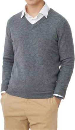 Generic Pull tricot&eacute; classique en cachemire pour homme - Col en V - Doux et chaud - Pour affaires et loisirs, Gris fonc&eacute; V, XL