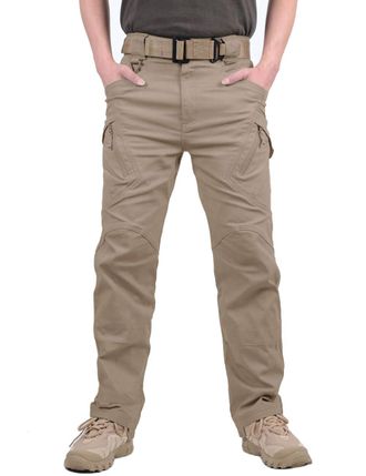 Magcomsen Herren Draussen Dauerhaft Multi Taschen Entspannt-Fit Taktisch Cargohosen Arbeitshose, Khaki, 34