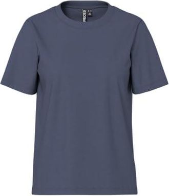 Pieces Pcria SS Solid Tee Noos BC T-Shirt pour Femme, Bleu Gris, XS