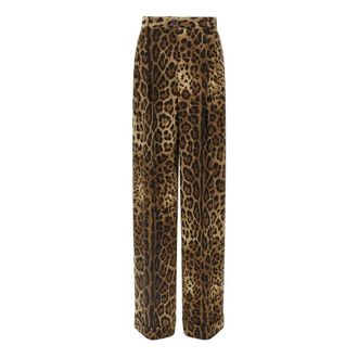 Dolce & Gabbana Leo Print Wollhose - - Trousers - Damen - Braun - L
