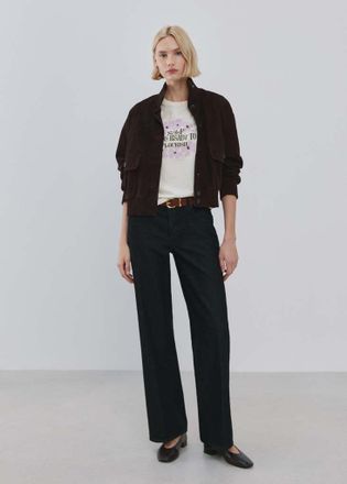 Mango T-shirt en coton imprim&eacute; violet - Femme - XXS - MANGO