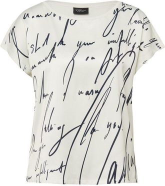 s.Oliver Kurzarmshirt T-Shirt Blusenshirt mit Schriftprint und Strasssteinchen