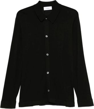 Lardini Homme, Chemises, Noir, Taille: L Chemise Tricot&eacute;e avec Boutons et Col