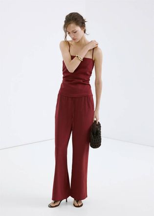 Mango Pantalon droit naud rouge - Femme - XS - MANGO