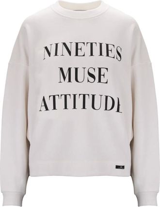 Elisabetta Franchi Femme, Sweatshirts et sweats &agrave; capuche, Blanc, Taille: 40 FR SweaT-shirt en coton avec imprim&eacute; de lettres
