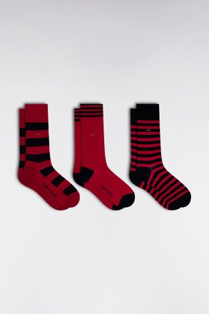 Eden Park Lot De 3 Paires De Chaussettes Cercl&eacute;es Marine Et Fuchsia En Coton Stretch M&eacute;lang&eacute;
