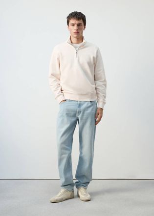Mango Sweat &agrave; col zipp&eacute; 100 % coton l&eacute;ger &eacute;cru - Homme - XXL - MANGO MAN