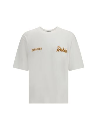 Dsquared2 Mens T-Shirt Rebels White Cotton T-Shirts And Polos