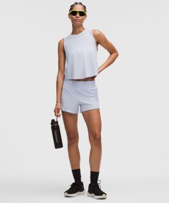 lululemon Short Hotty Hot doubl&eacute; taille haute pour Femmes - 10 cm - Bleu - Taille 12