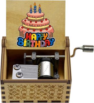 Generic Kindergeburtstagsmusik Geschenkbox - Holzklammer Melodie Box, kompakte Geburtstagssteuer -Musikbox | Gravured Birthday Music Box mit Vintage -Holzdesi