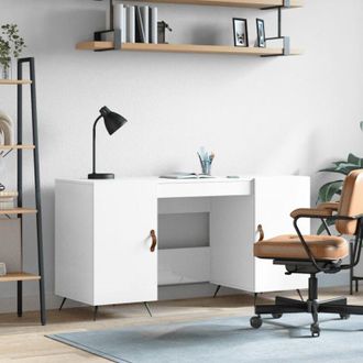 vidaXL Bureau Blanc brillant 140x50x75 cm Bois ding&eacute;nierie Vidaxl