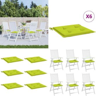 vidaXL Coussins de chaise de jardin lot de 6 vert vif 40x40x3 cm - Coussin De Chaise - Coussin Exterieur - Coussin Jardin - Coussin Confortable - Coussin