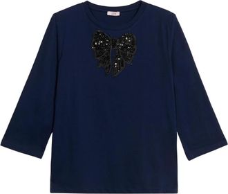 Oltre Femme, Tops, Bleu, Taille: 42 FR T-shirt en jersey avec patch &agrave; sequins