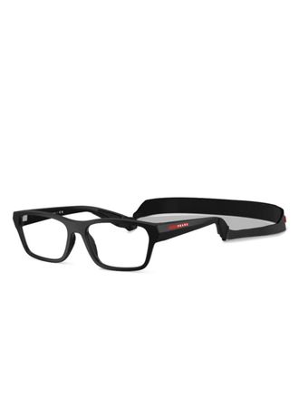 Prada lunettes de vue à logo imprimé - Noir