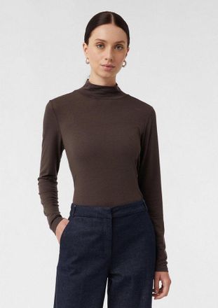 Comma Langarmshirt T-Shirt Semitransparentes Shirt mit Stehkragen