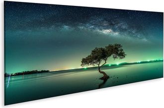 Islandburner Bild auf Leinwand Landschaft Mit Milchstraße Galaxie Nachthimmel Mit Sternen Bilder Wandbilder Poster