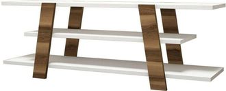 Dmora Dmora - Meuble tv Doukhadd, Buffet de salon, Armoire basse pour tv, Base murale de rangement, 120x34h42 cm, Noyer et Blanc