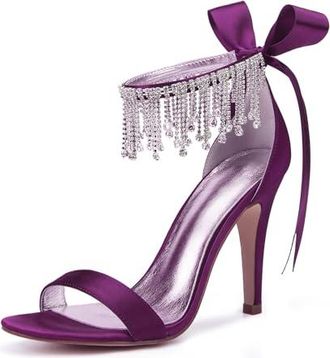 Generic Chaussures De Mariage Escarpins Femme Sandales Mari&eacute;e Bride Cheville Dress F&ecirc;te Aiguille Talon10.5CM,Violet,36 EU