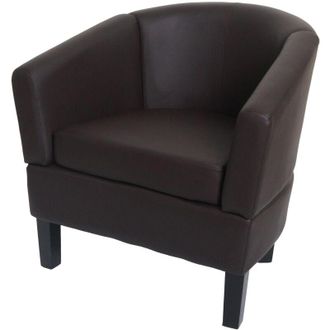 Hhg [JAMAIS UTILISÉ] Fauteuil lounge HHG-864, fauteuil club fauteuil cocktail, certifié MVG similicuir, marron