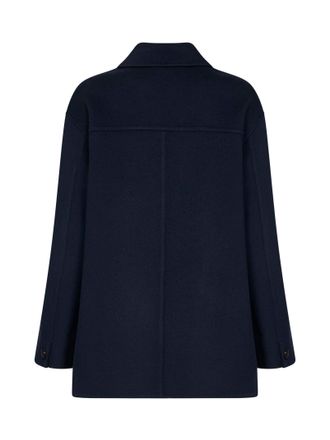 Max Mara Womens Short Coat Smmgiugno Blue Virgin Wool