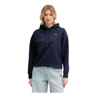 Lacoste SweaT-shirt &agrave; capuche oversize en molleton - Femme - Sweatshirts et sweats &agrave; capuche - Bleu - Taille: 44 FR
