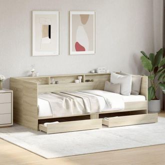 vidaXL Lit de jour avec tiroirs sans matelas ch&ecirc;ne sonoma 90x190 cm Vidaxl