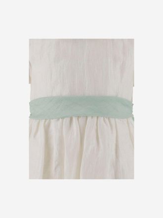 Il Gufo Girls Linen-Blend Baby Dress With Bow White