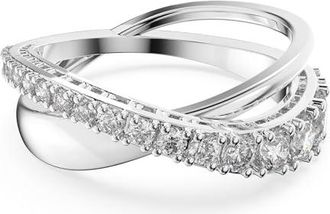 Swarovski Bague Twist, Taille ronde, Blanche, Métal rhodié