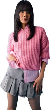 DeFacto Pullover Damen Langarm Blusen & Tuniken - Pullover Damen Winter Sweater PINK L