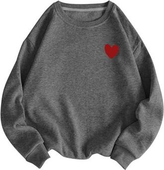 Generic Pull pour femme - Sweat &agrave; imprim&eacute; graphique surdimensionn&eacute; - Col rond - Manches longues - Automne - Hiver - D&eacute;contract&eacute; - Confortable - Tendance - Con