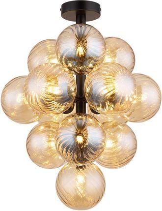 Globo Lighting Plafonnier lampe de salon plafonnier boules de verre ambre 9 ampoules D 39,5 cm
