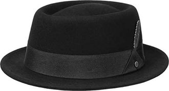 Stetson Chapeau en Laine Vancosta Pork Pie Femme/Homme - Outdoor de Feutre Voyage avec Ruban Gros Grain Hiver Printemps-&eacute;t&eacute; - M (56-57 cm) Noir
