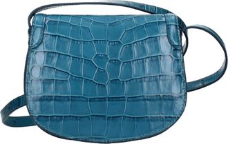 Tom Ford Crocodile-Embossed Leather Crossbody Bag - Blue