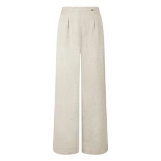 Bomboogie Femme, Pantalons, Blanc, Taille: 44 FR Linen Palazzo Pants