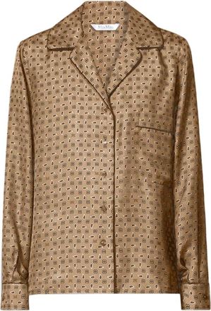 Max Mara Femme, Blouses et Chemises, Brun, Taille: 38 FR Chemise en soie imprim&eacute;e semi-ajust&eacute;e