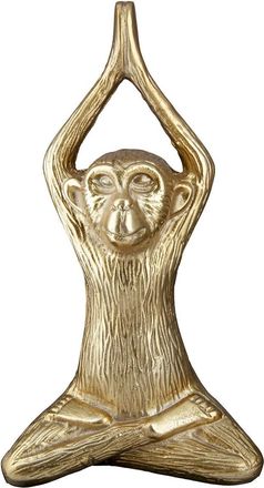 Gilde Deko Tierfigur Skulptur Yoga AFFE Monkey - Moderne Kunst und Dekoraion aus Kunstharz - Farbe: Gold - Höhe 28,5 cm