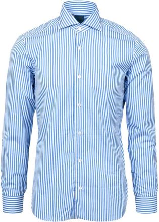 Barba Chemise en Coton Ray&eacute;e - Homme - Chemises - Bleu - Taille: 5XL