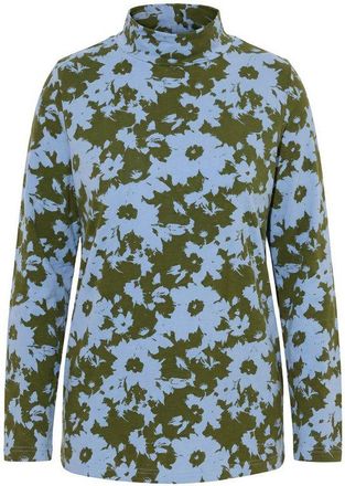 Ulla Popken T-Shirt Shirt Bl&uuml;ten Slim Stehkragen Langarm Biobaumwolle