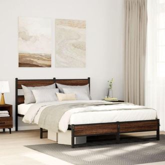 vidaXL Metallbett ohne Matratze Eichen-Optik 140x200 cm Vidaxl 683070
