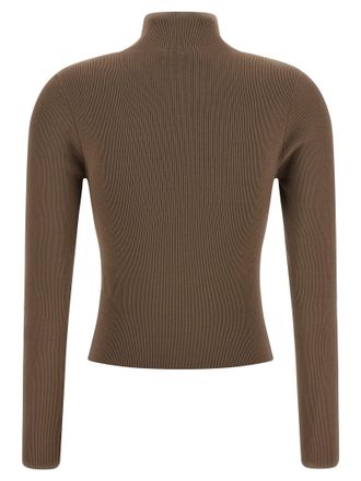 Alexander Wang Logo-Embroidered Ribbed Turtleneck - Brown