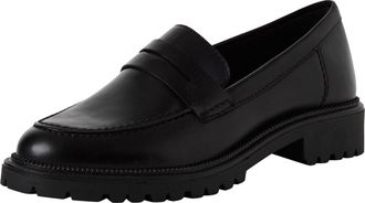 Tamaris Damen Loafer flach Leder, schwarz, 41 EU