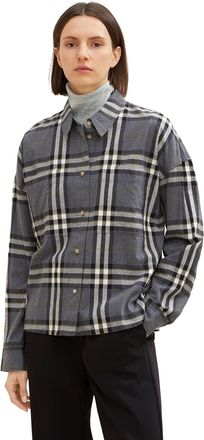 Tom Tailor Damen Hemdbluse mit Karomuster 1034022, 30673 - Anthracite Big Check Woven, 32