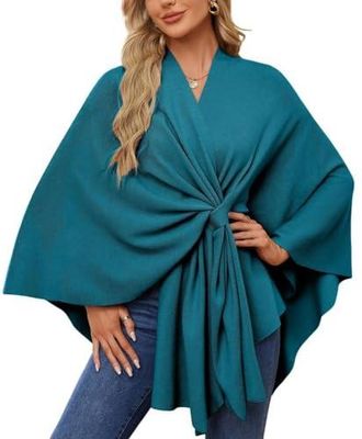 EUDOLAH Femmes Ponchos et Capes Loisirs &Eacute;tole Pull Veste &Eacute;tole &Eacute;charpe Cape Douce &Eacute;l&eacute;gante Pull en Tricot Automne Hiver (Vert)
