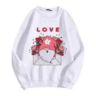 Generic 2026 Sweat-shirt &agrave; col rond pour homme et femme pour la Saint-Valentin, blanc, XXL