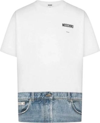 Moschino Homme, Tops, Blanc, Taille: L T-shirt poliestere