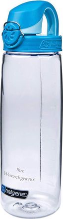 Nalgene Trinkflasche OTF - 0,65L, transparent-blau-hellblau, mit Namensgravur