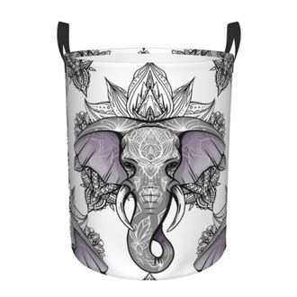 Generic Ethnischer Elefantenkopf W&auml;schesammler Rund Korb W&auml;sche Stehender W&auml;schetonne F&uuml;r Schlafzimmer Badezimmer Kuscheltier