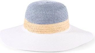 Au Printemps Paris Chapeau bicolore &agrave; d&eacute;tail tress&eacute; en paille