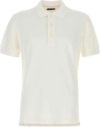 Tom Ford Homme, Tops, Blanc, Taille: M Polo en Piqu&eacute; de Coton