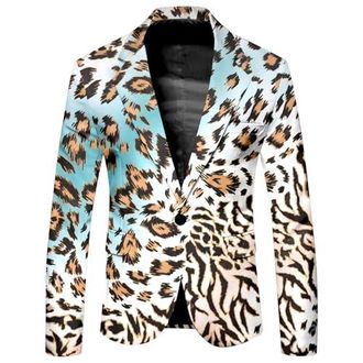 Generic Veste pour homme avec motif imprim&eacute; - L&eacute;opard, z&egrave;bre, tigre, vache - Veste de costume pour carnaval, f&ecirc;te - Blazer coupe ajust&eacute;e - Costume moderne de 